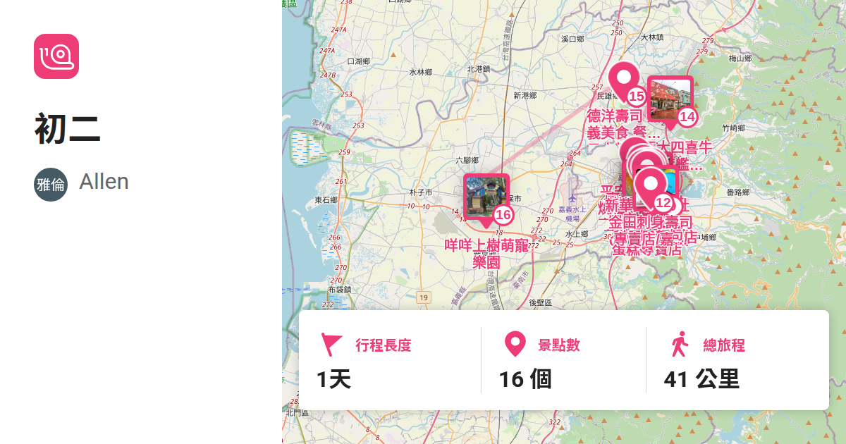 初二 | Allen @ Funliday travel map