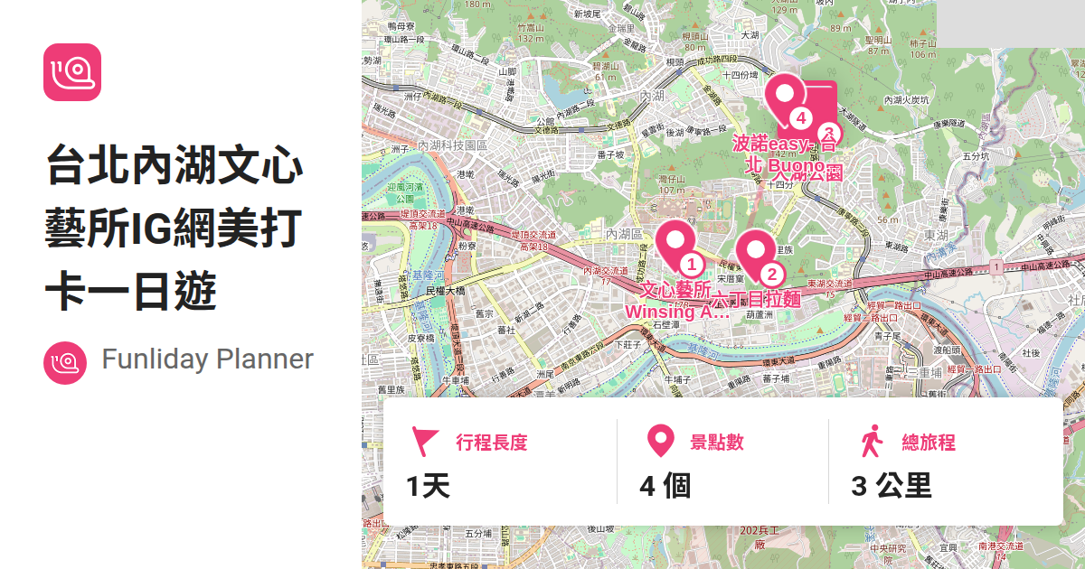 台北內湖文心藝所IG網美打卡一日遊 | Funliday Planner @ Funliday travel map