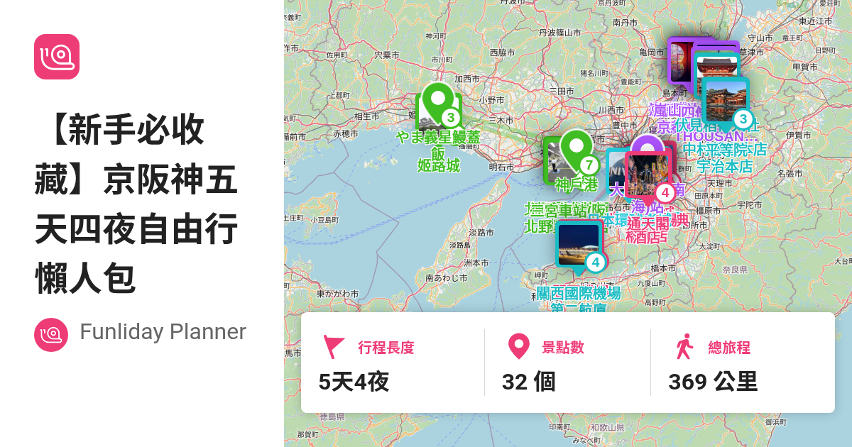 【新手必收藏】京阪神五天四夜自由行懶人包 | Funliday Planner @ Funliday travel map