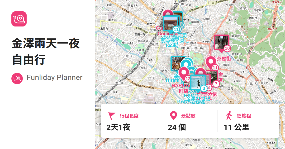 金澤兩天一夜自由行 | Funliday Planner @ Funliday travel map
