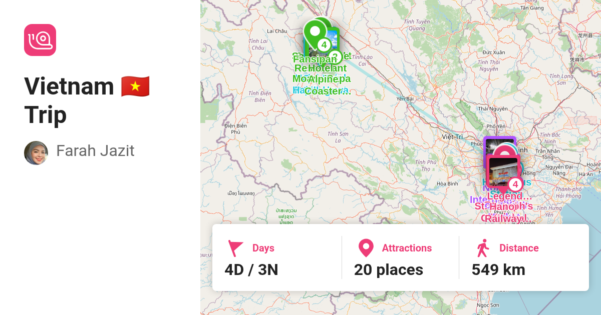 Vietnam 🇻🇳 Trip | Farah Jazit @ Funliday travel map